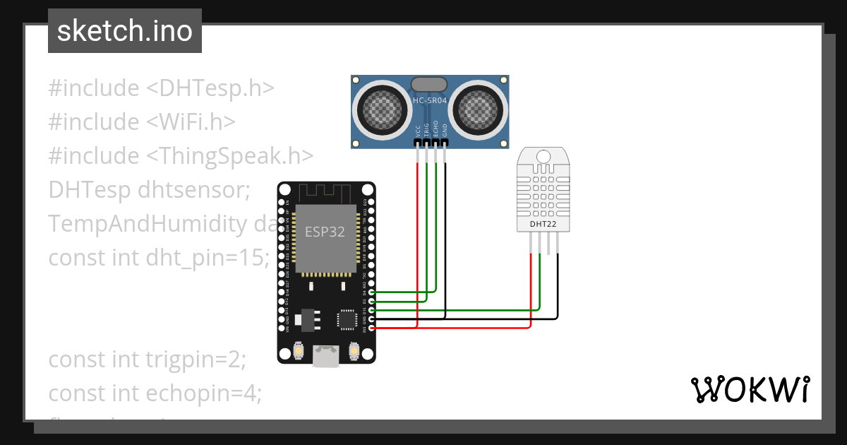 dht+ultrasonic - Wokwi ESP32, STM32, Arduino Simulator