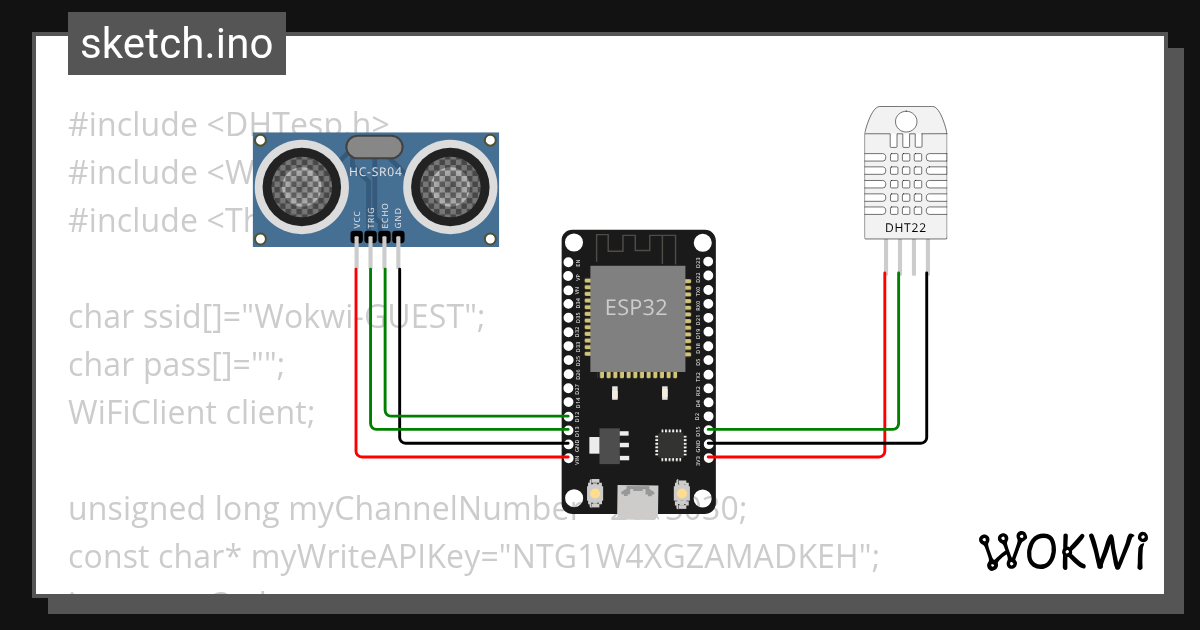 ultra + dht (esp32) - Wokwi ESP32, STM32, Arduino Simulator