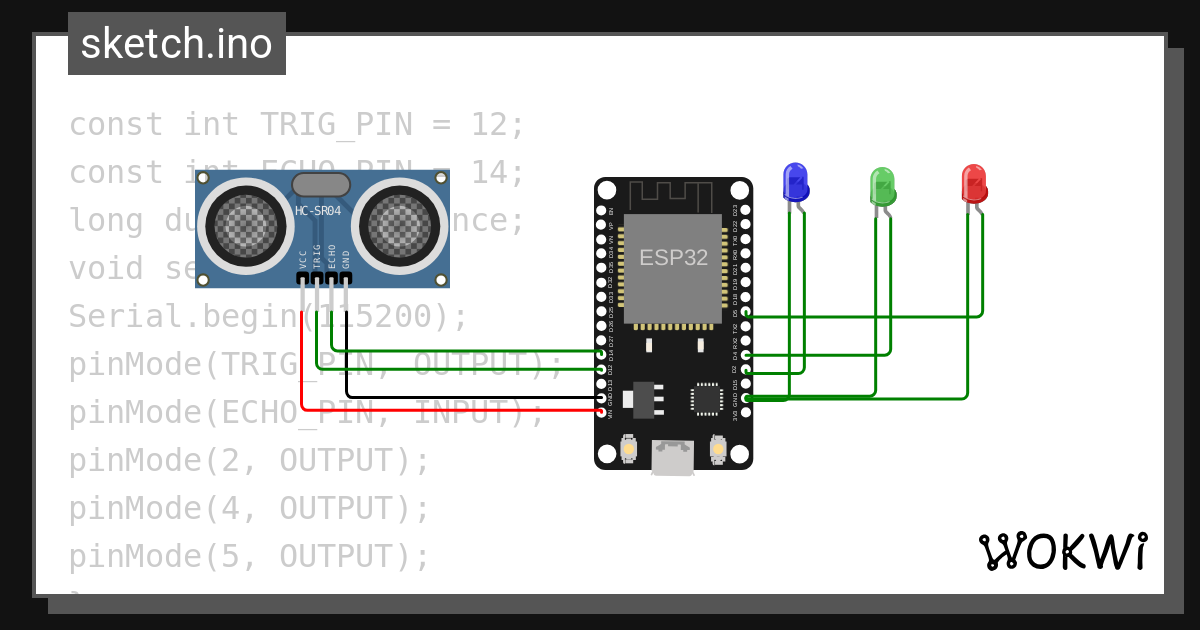Ultrasonic Bulb Wokwi Esp32 Stm32 Arduino Simulator