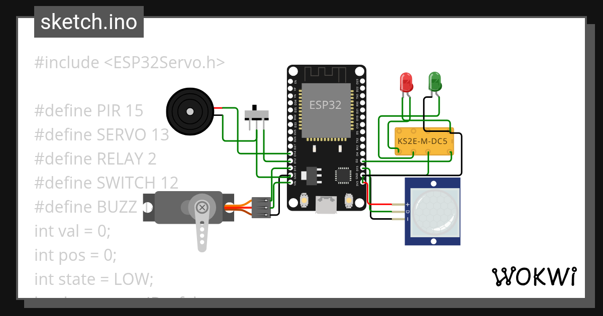Relay Servor Dan Sensor Pir Wokwi Esp32 Stm32 Arduino Simulator