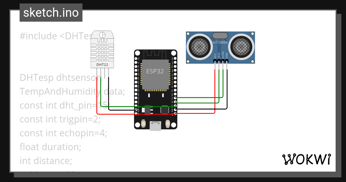 dht and ultrasonic - Wokwi ESP32, STM32, Arduino Simulator