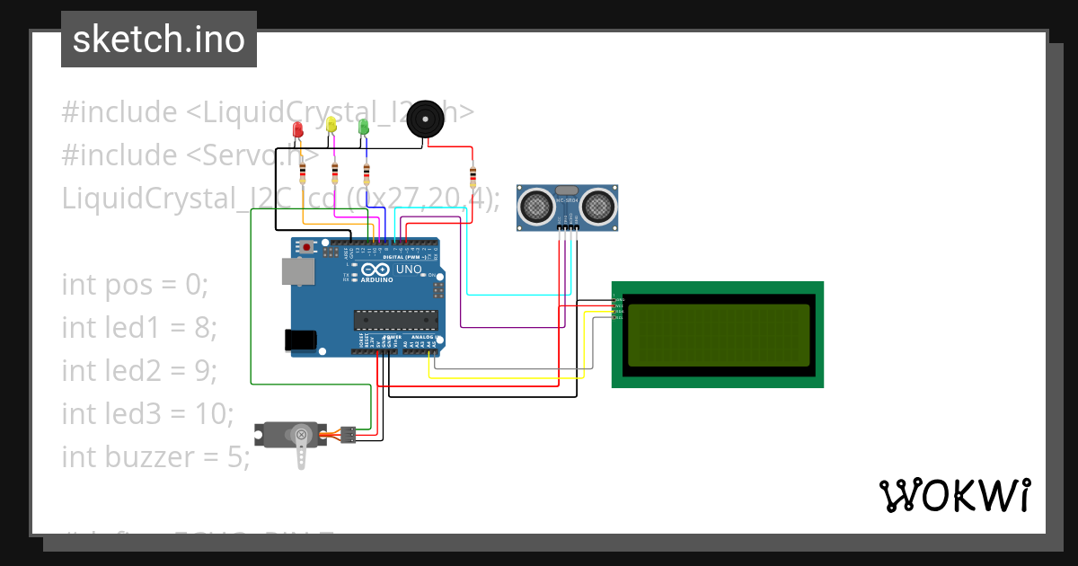 Modul Jarak untuk Rem Otomatis - Wokwi ESP32, STM32, Arduino Simulator