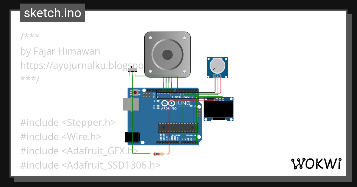 POT follower Stepper oled Copy - Wokwi ESP32, STM32, Arduino Simulator