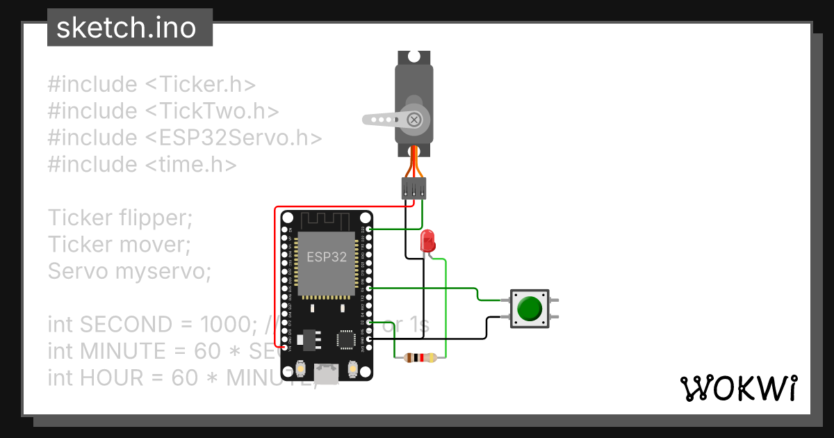 Servo ticker - Wokwi ESP32, STM32, Arduino Simulator