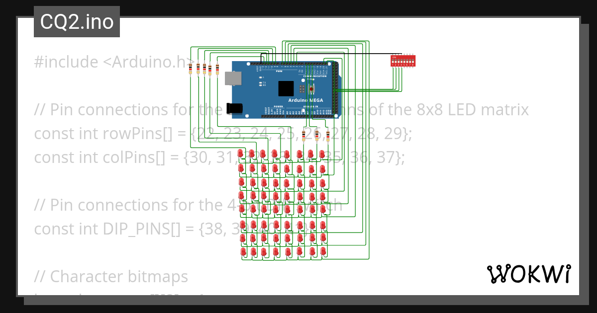 LED_matrix_8by8 Trial - Wokwi ESP32, STM32, Arduino Simulator