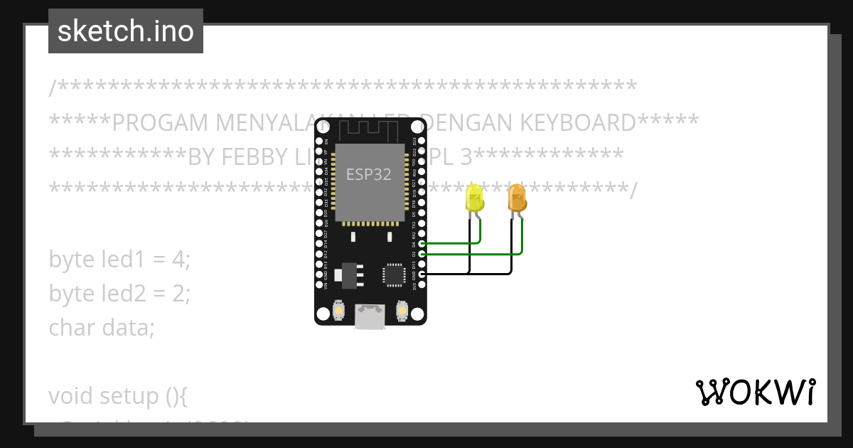 Menyalakan Led Keyboard Wokwi Esp32 Stm32 Arduino Simulator