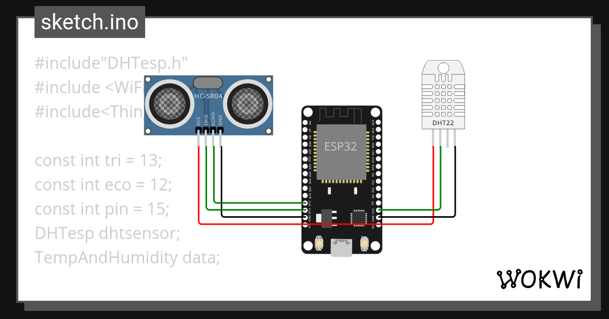 ultrasonic sensor - Wokwi ESP32, STM32, Arduino Simulator