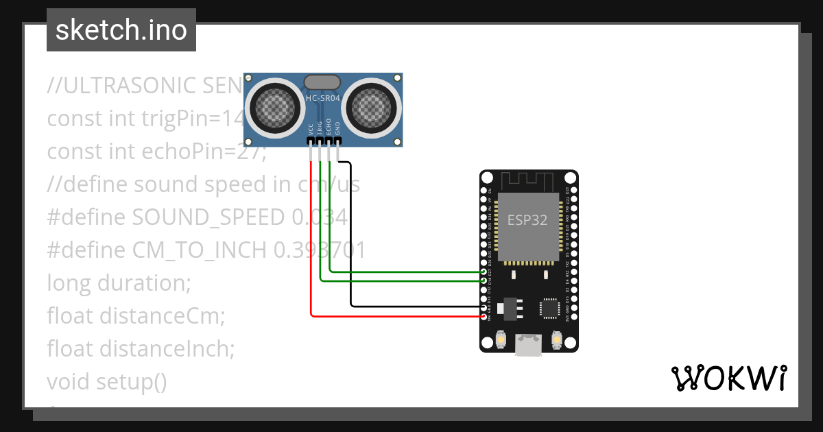ULTRASONIC SENSOR - Wokwi ESP32, STM32, Arduino Simulator