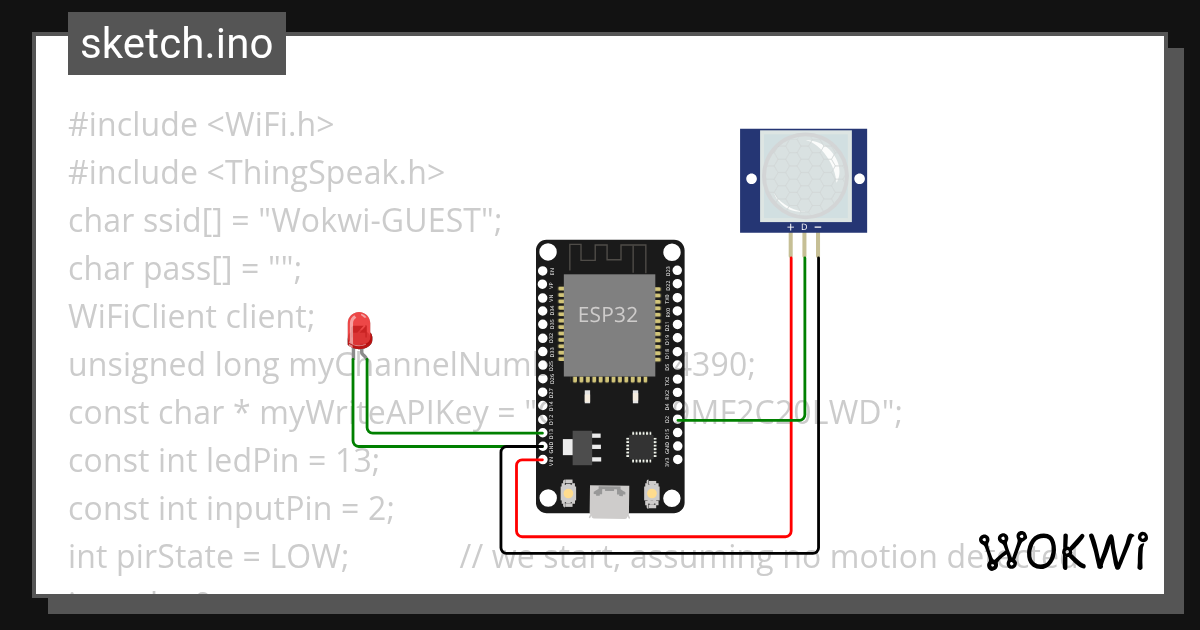 PIR cloud setup - Wokwi ESP32, STM32, Arduino Simulator