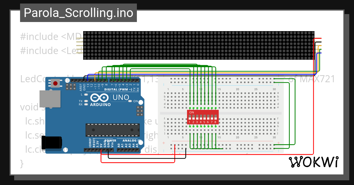 Dip Switch To Led Matrix Wokwi Esp32 Stm32 Arduino Simulator