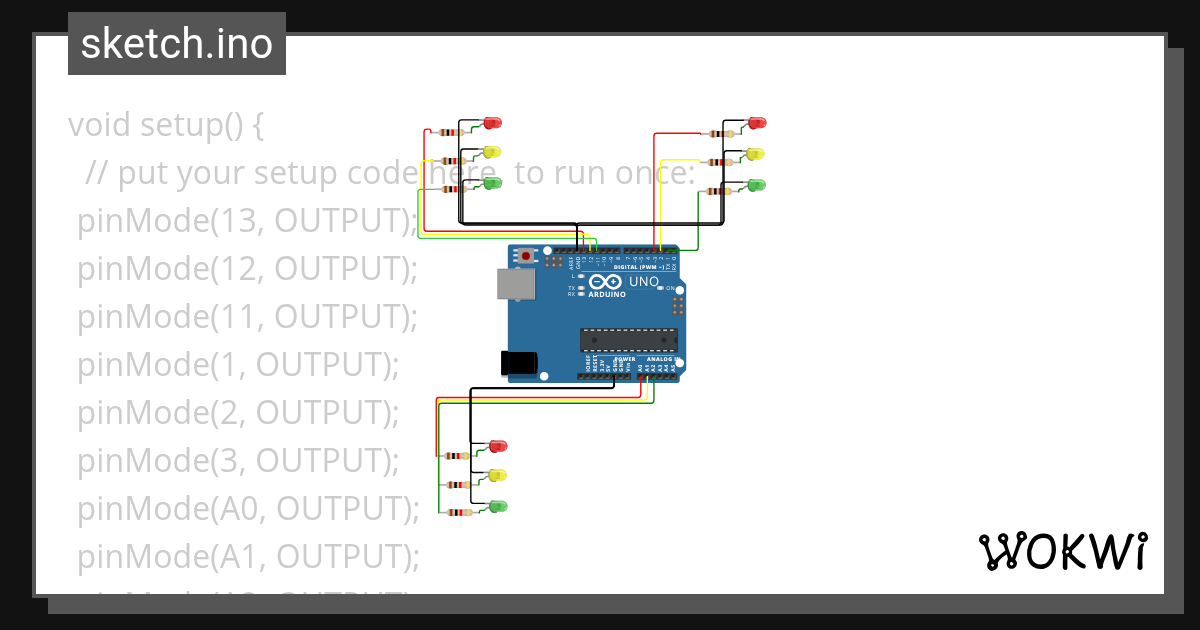 lampu lalu lintas - Wokwi ESP32, STM32, Arduino Simulator