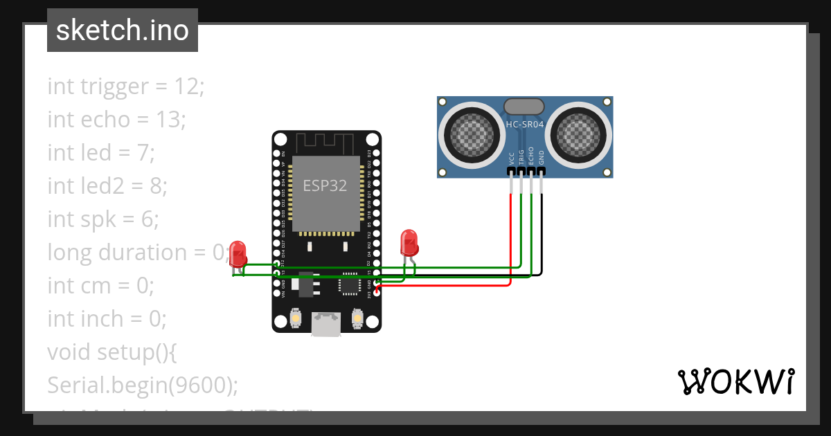 ultra sonic sensor - Wokwi ESP32, STM32, Arduino Simulator