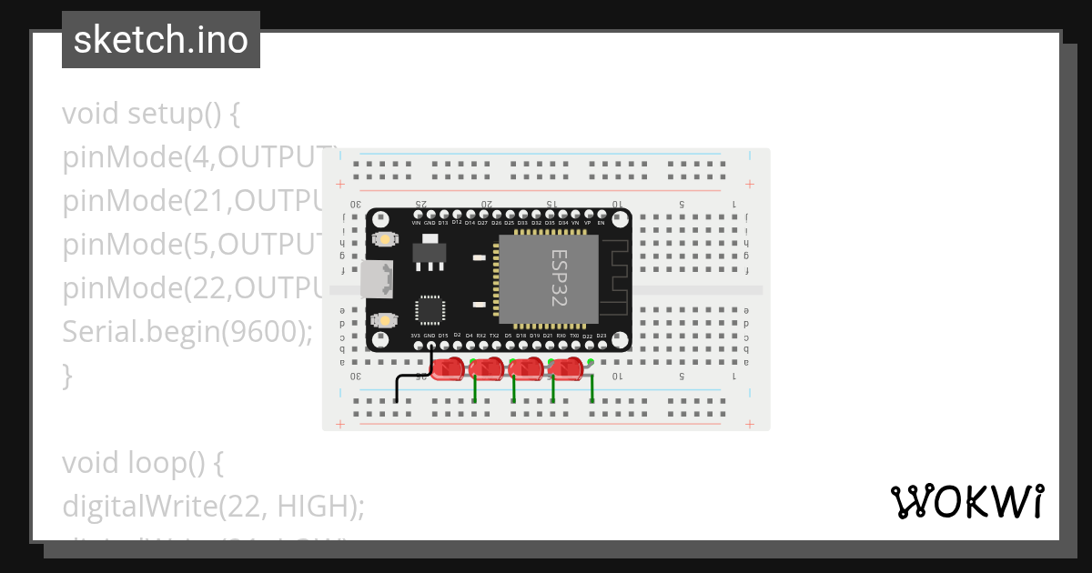 4LED - Wokwi ESP32, STM32, Arduino Simulator