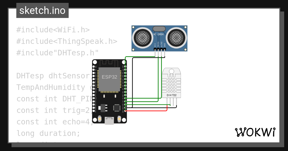 Ultra Sonic Sensor Wokwi Esp32 Stm32 Arduino Simulator 3606