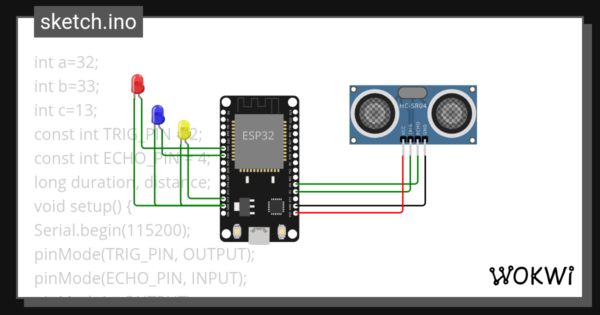 Ultrasonic ds - Wokwi ESP32, STM32, Arduino Simulator
