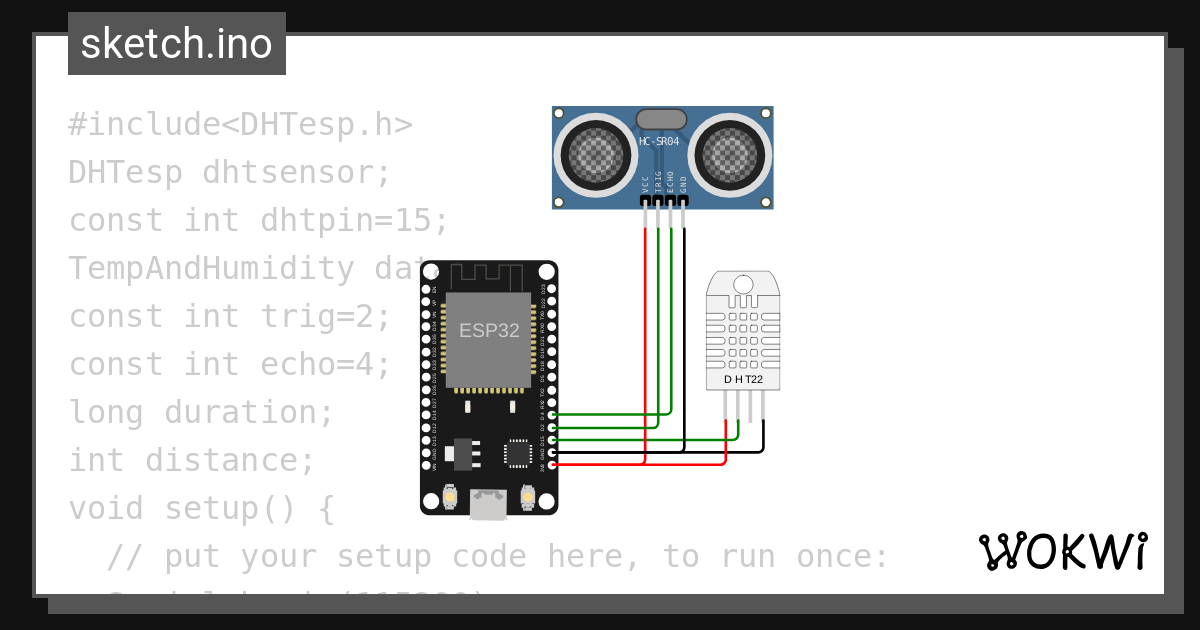 Dht22ultrasonic Sensor Wokwi Esp32 Stm32 Arduino Simulator 3243