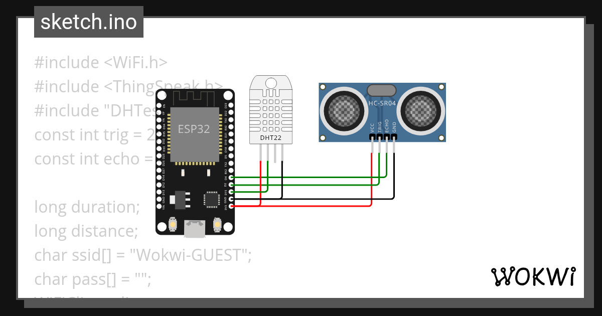DHT22 AND Ultrasonic Sensor Copy - Wokwi ESP32, STM32, Arduino Simulator