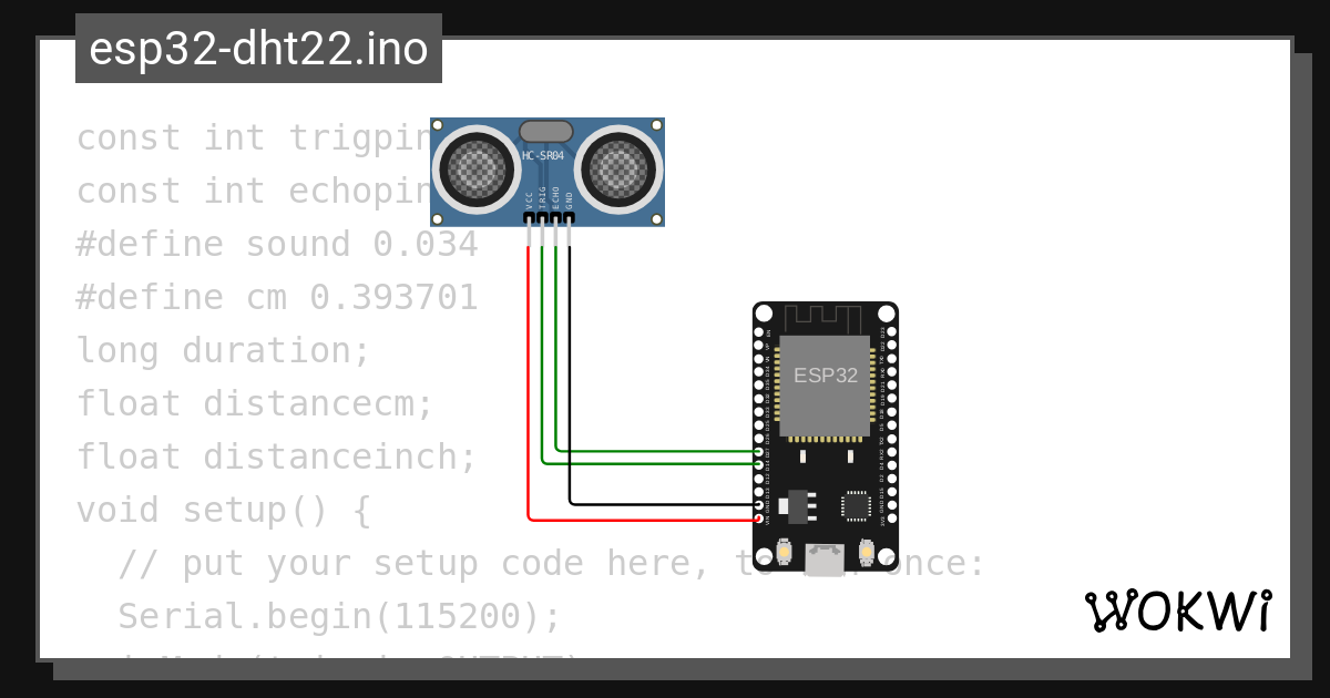 Ultrasonic Sensor Wokwi Esp32 Stm32 Arduino Simulator
