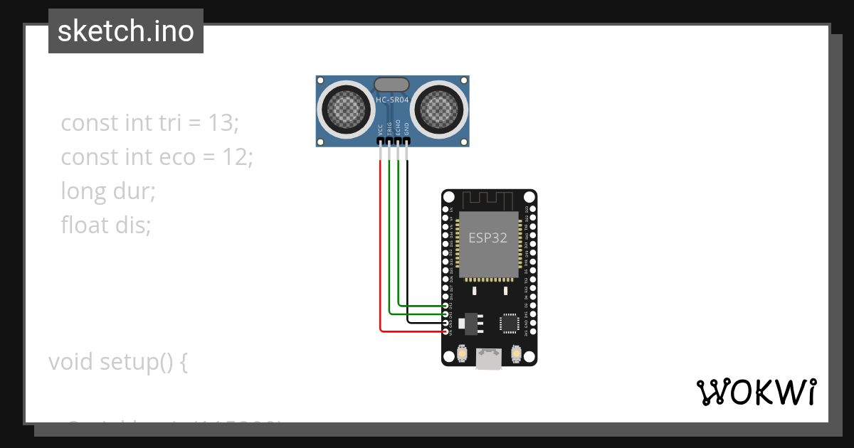 Vinoth Ultra Sonic Wokwi Esp32 Stm32 Arduino Simulator 