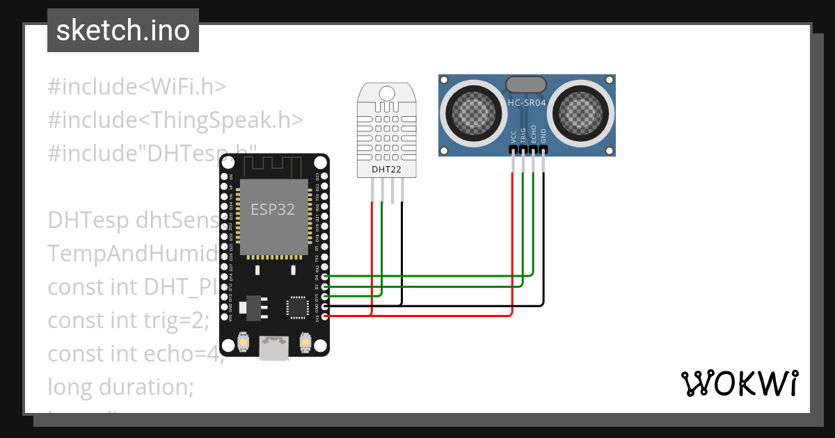 Temp and Humidity*ultrasonic - Wokwi ESP32, STM32, Arduino Simulator