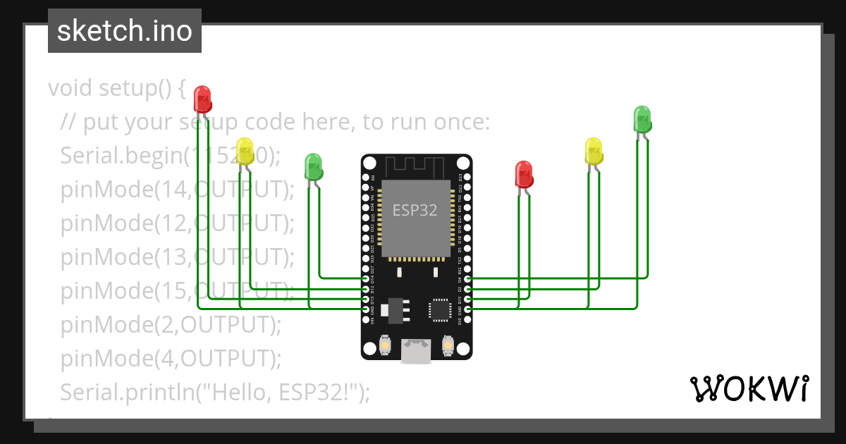 Traffic Light Wokwi Esp32 Stm32 Arduino Simulator 