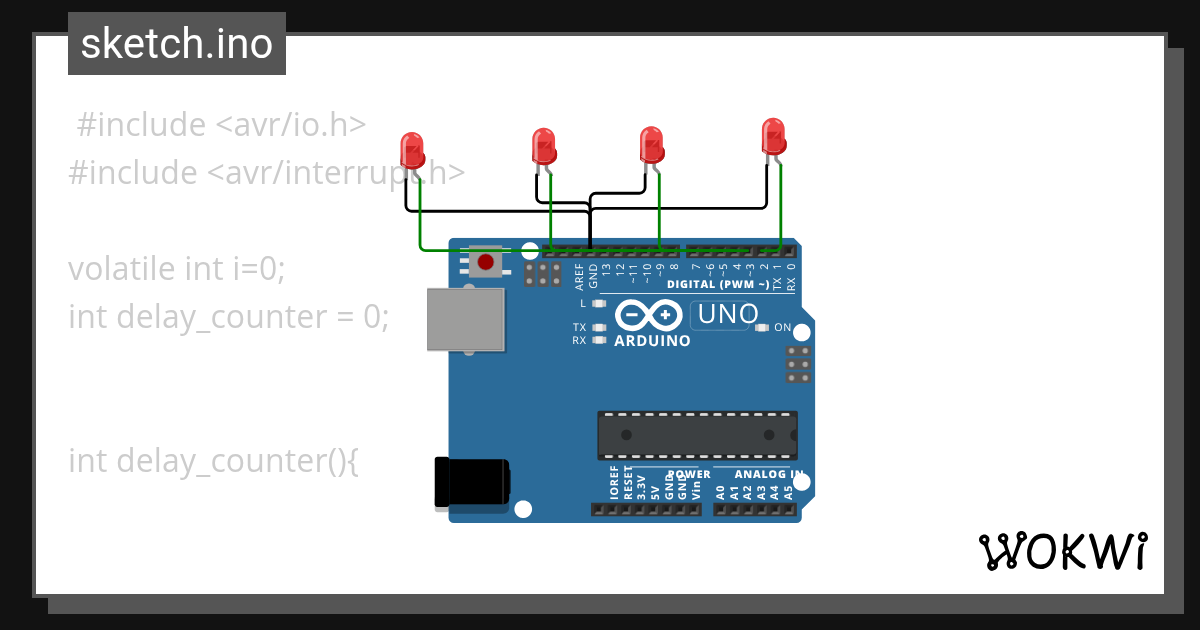 Lauflicht mit anderem Timer - Wokwi ESP32, STM32, Arduino Simulator
