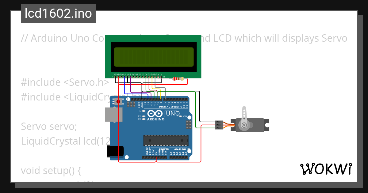 PerdanaProjectArduino + LCD + Servo CopyNN Copy - Wokwi ESP32, STM32 ...