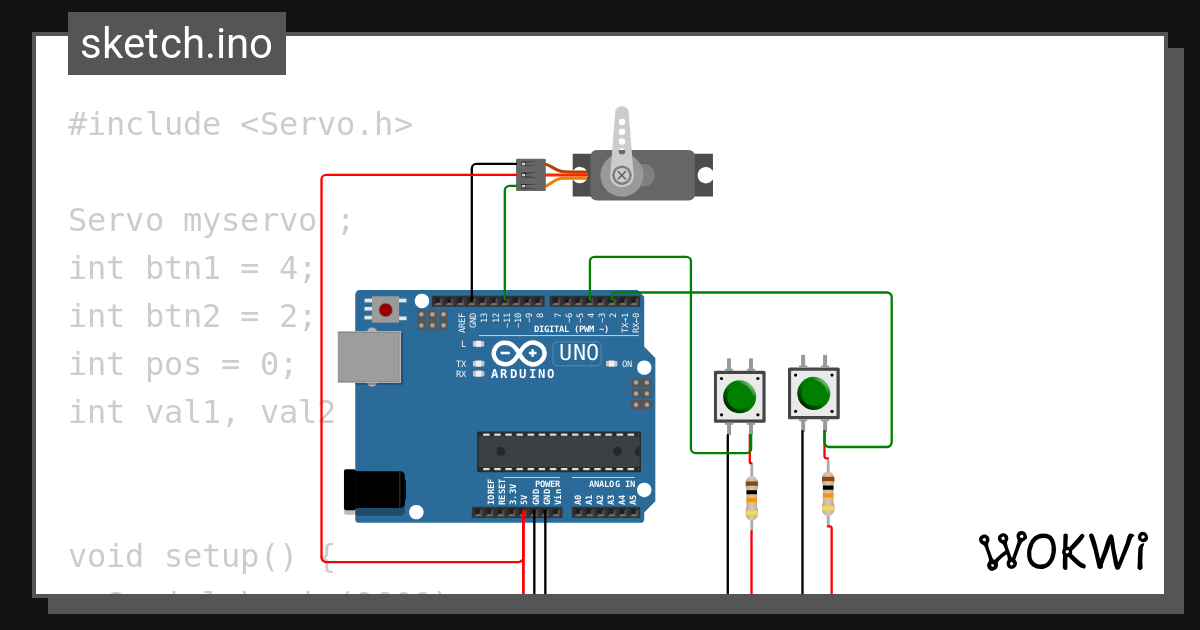 Buttom Control Servo Motor Wokwi Esp32 Stm32 Arduino Simulator