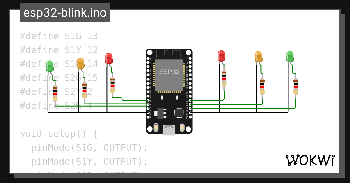 Semáforo Esp32 Wokwi Esp32 Stm32 Arduino Simulator 6533