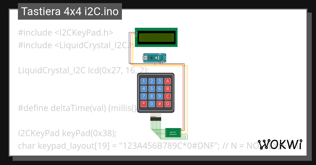 Tastiera 4x4 i2C - Wokwi Arduino and ESP32 Simulator