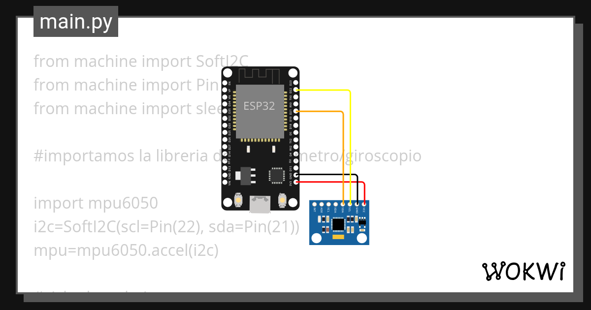 MPU6050 - Wokwi ESP32, STM32, Arduino Simulator