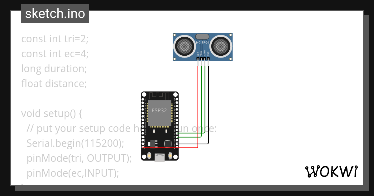 Ultrasonic Sensor Wokwi Esp32 Stm32 Arduino Simulator