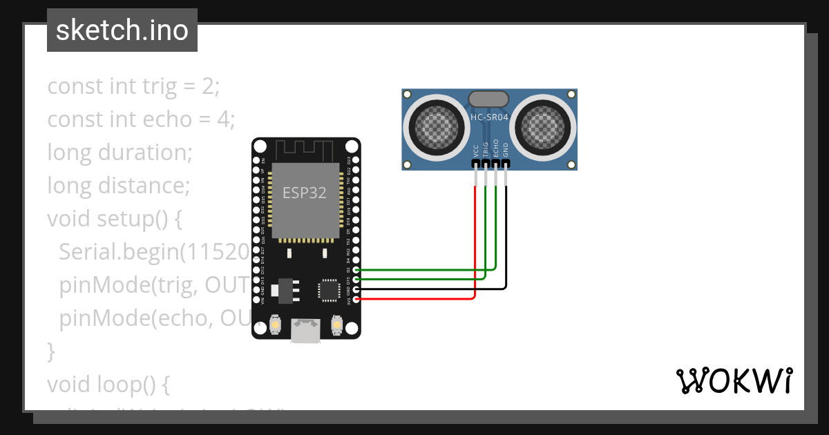 ultrasonic wave(3) - Wokwi ESP32, STM32, Arduino Simulator