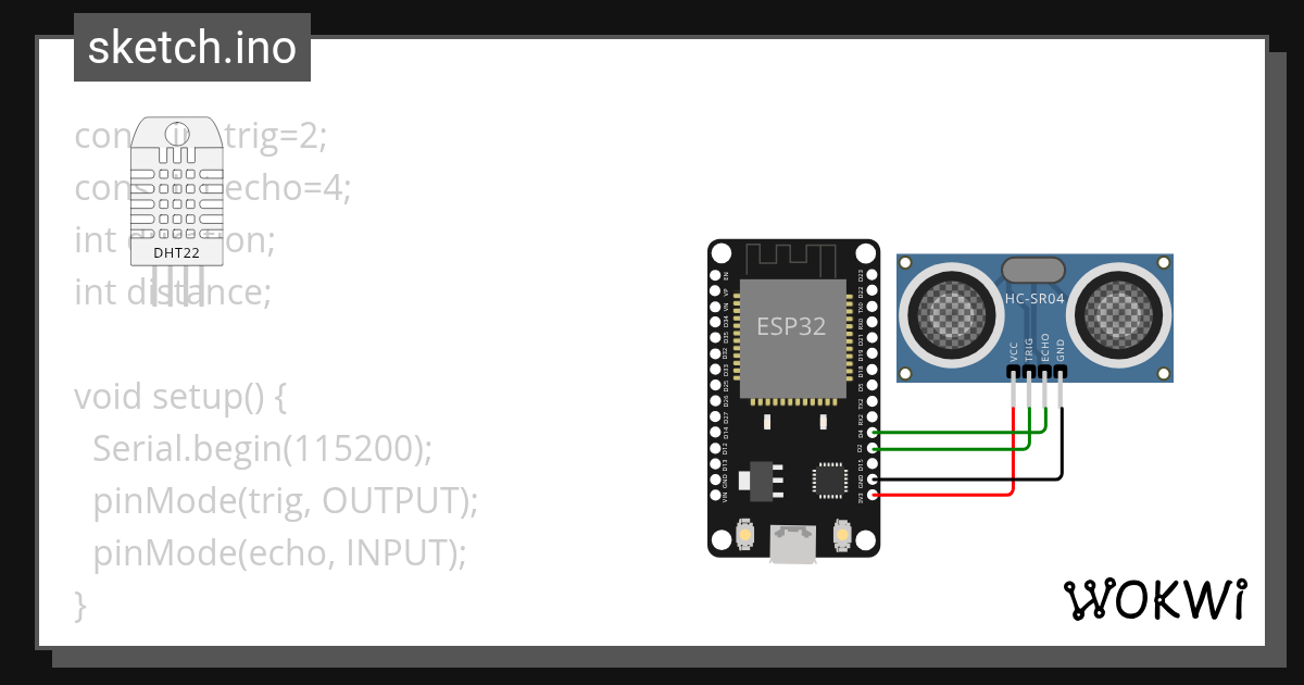 ultra sonic - Wokwi ESP32, STM32, Arduino Simulator