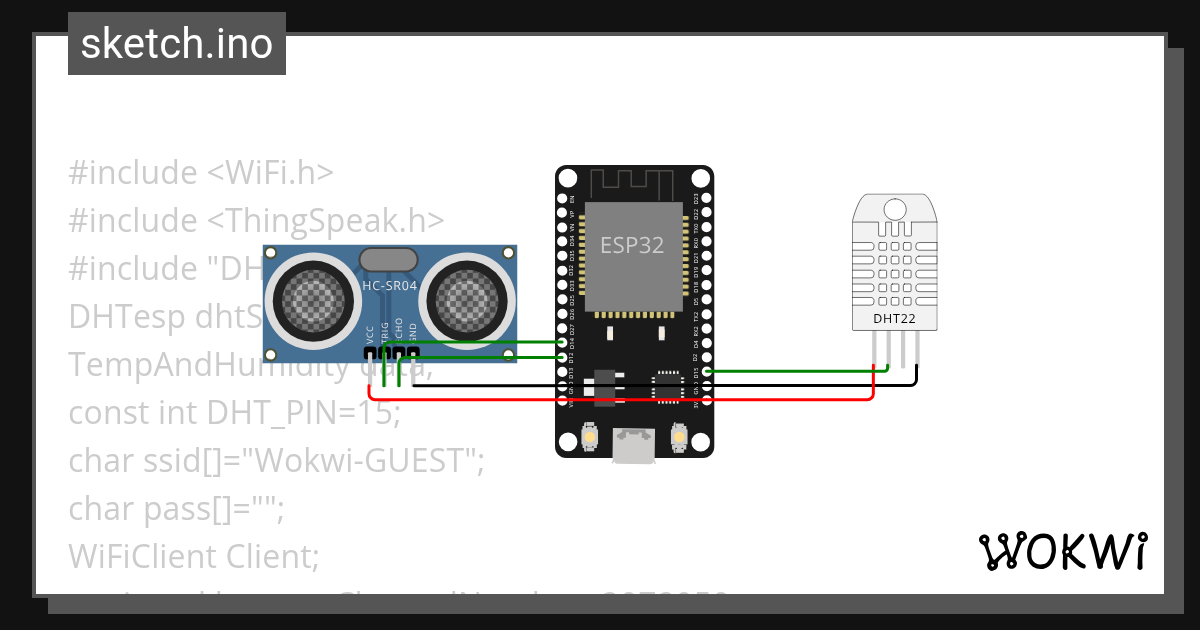 sensor and ultrasonic - Wokwi ESP32, STM32, Arduino Simulator