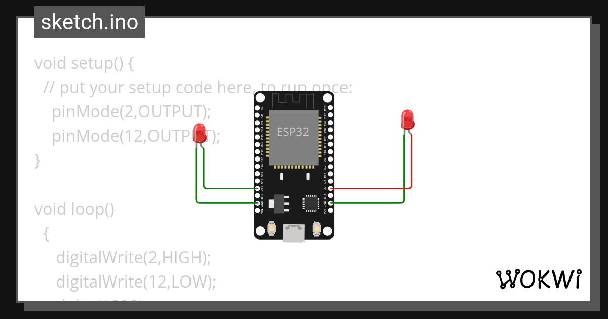 Alternate Blinking Of 2 Leds By Using Esp32 Wokwi Esp32 Stm32 4624