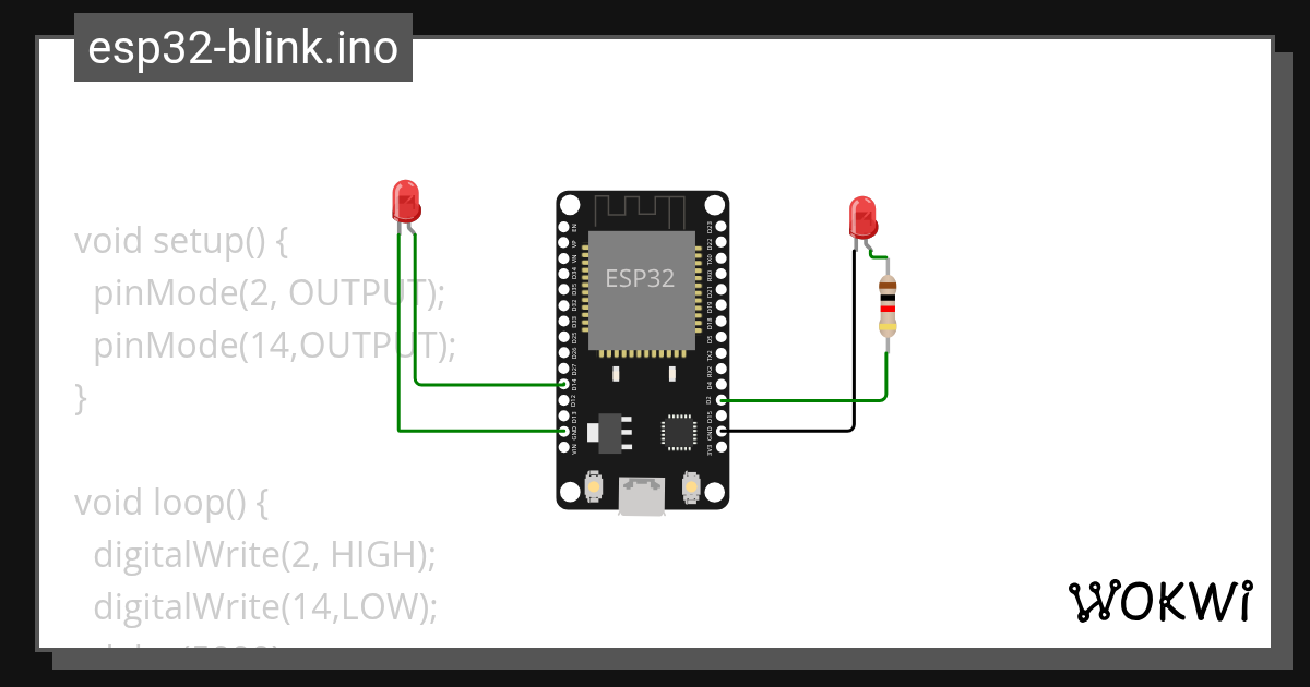 BLINKING LED ALTERNATIVELY - Wokwi ESP32, STM32, Arduino Simulator