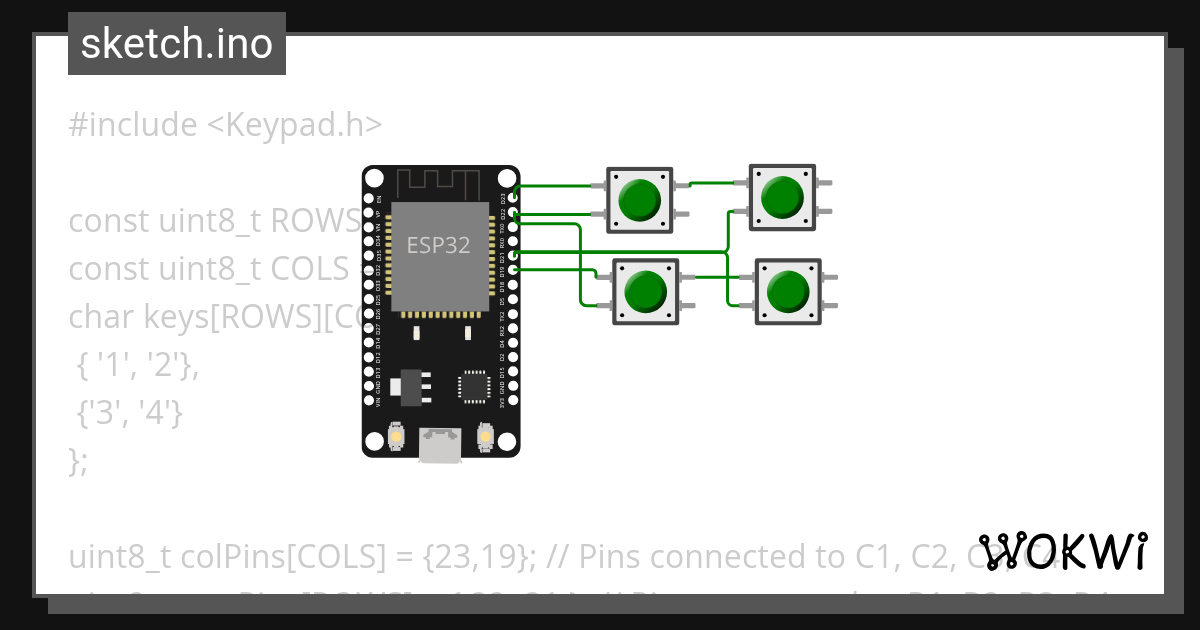 Button Box 6x6 - Wokwi ESP32, STM32, Arduino Simulator