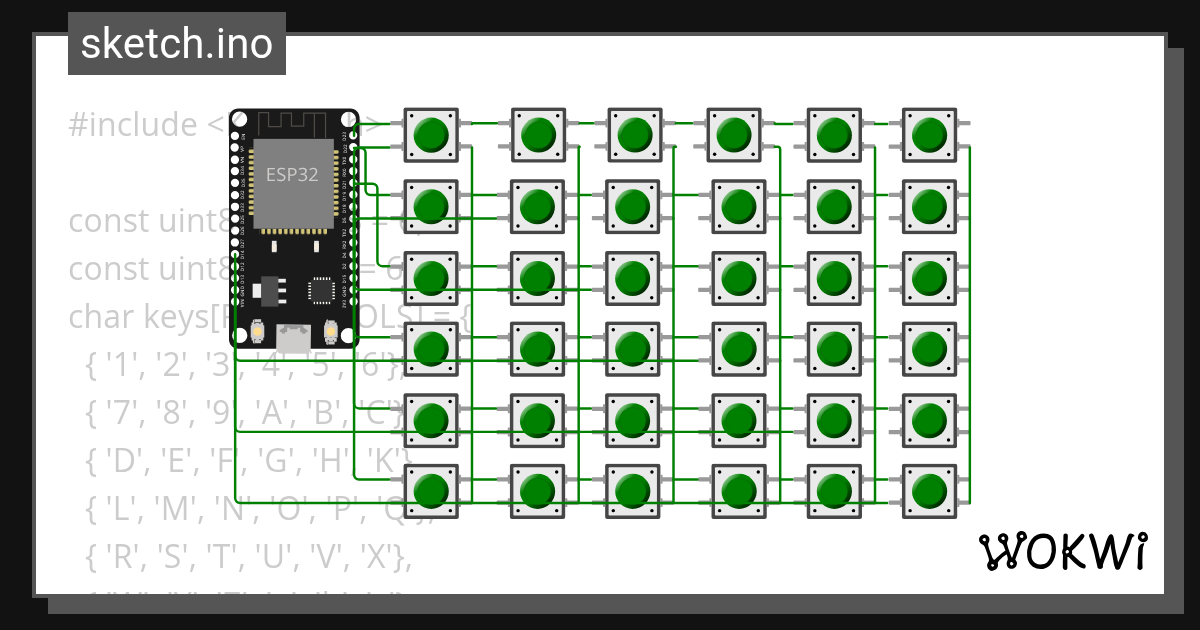 Button Box 6x6 - Wokwi ESP32, STM32, Arduino Simulator