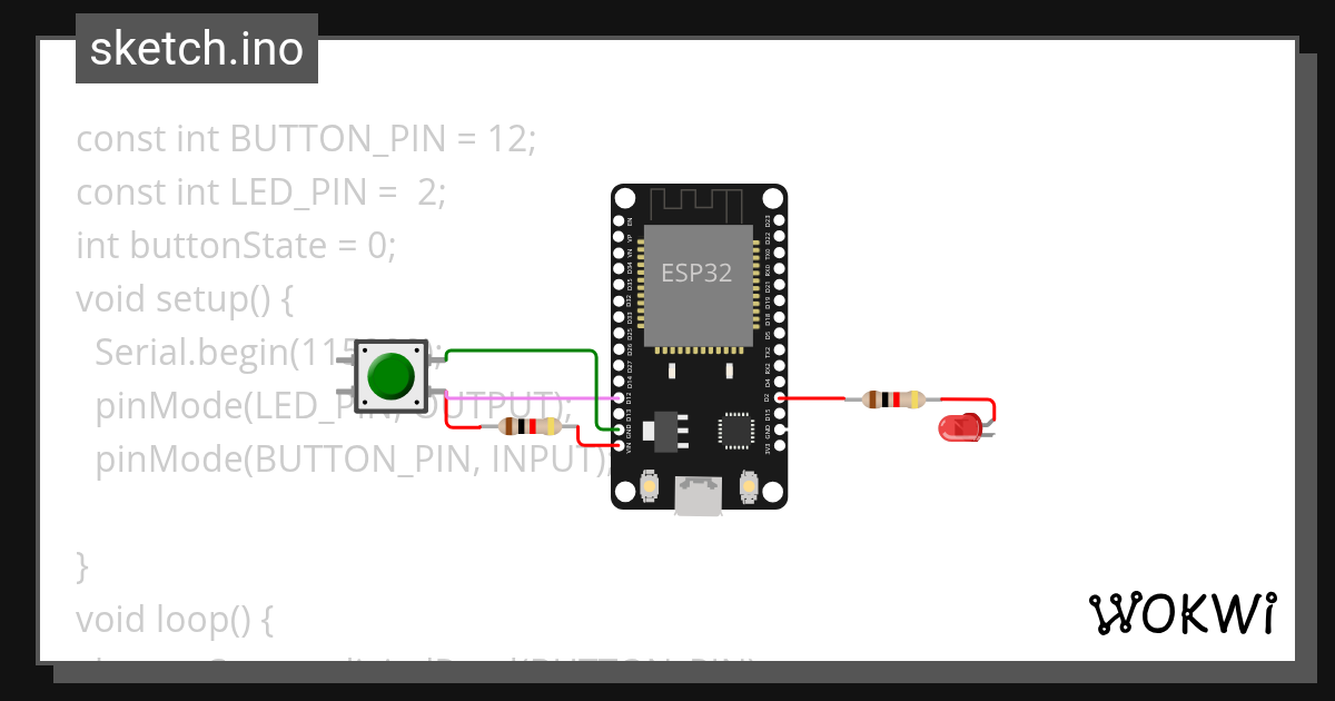 led button - Wokwi ESP32, STM32, Arduino Simulator