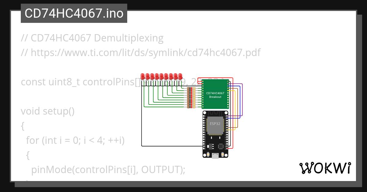 CD74HC4067_Demux - Wokwi Arduino and ESP32 Simulator