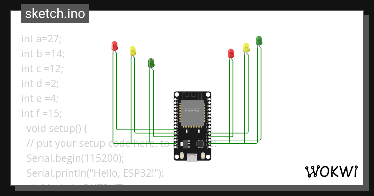 TRAFFIC LIGHT project - Wokwi ESP32, STM32, Arduino Simulator