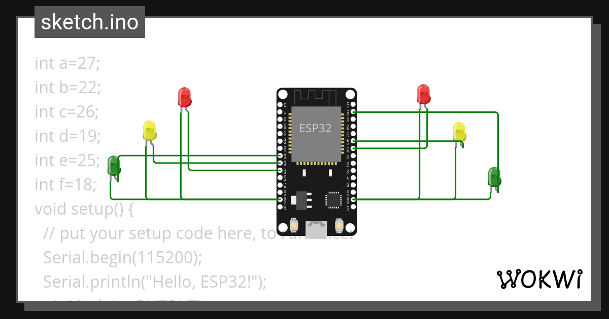 traffic light - Wokwi ESP32, STM32, Arduino Simulator