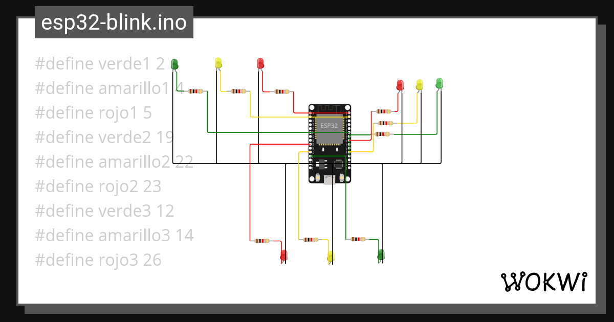 esp32-arduino.ino Semaforo Triple - Wokwi ESP32, STM32, Arduino Simulator