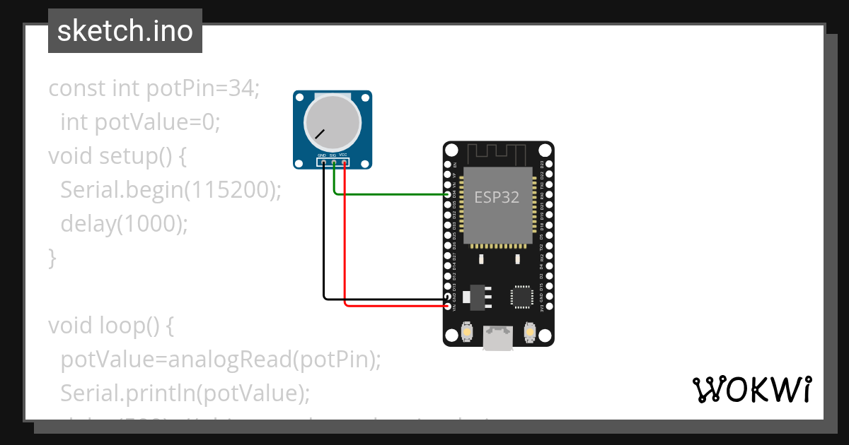 potentiometer - Wokwi ESP32, STM32, Arduino Simulator