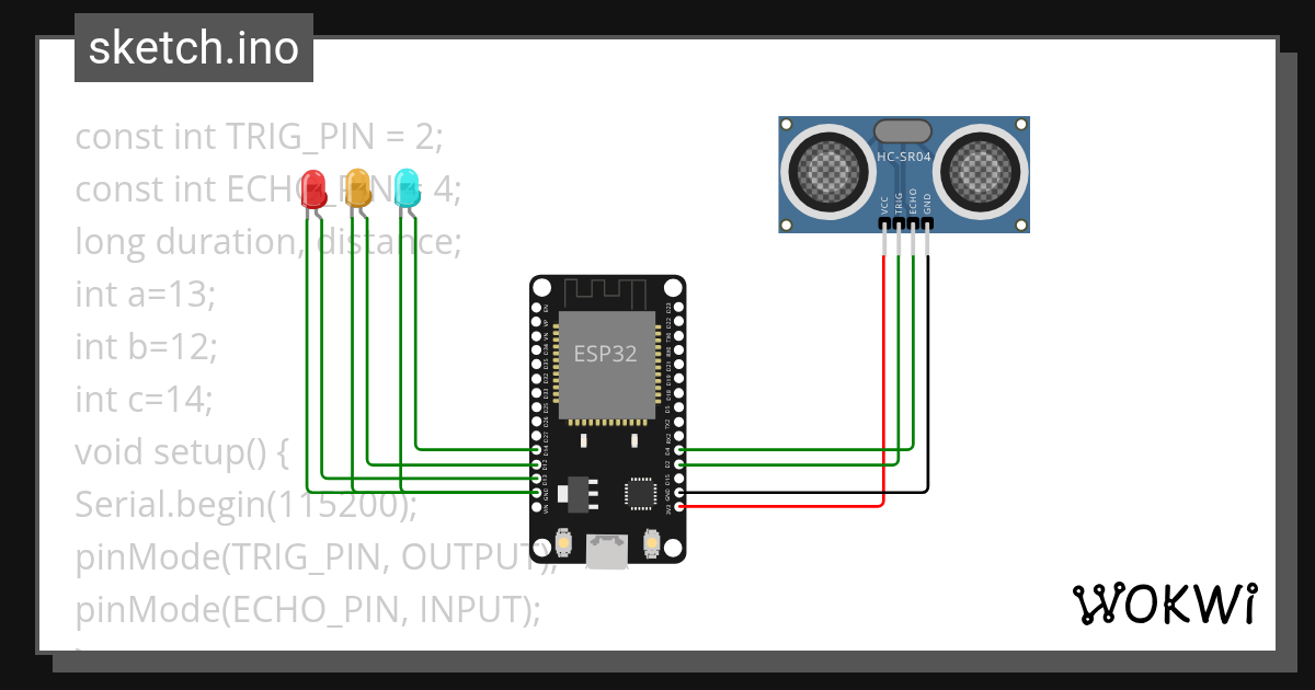ultrasonic distance sensor - Wokwi ESP32, STM32, Arduino Simulator