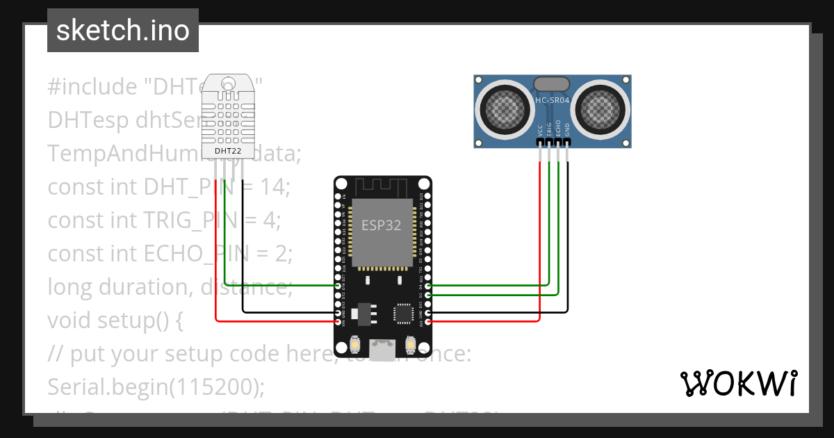 dht & ultrasonic - Wokwi ESP32, STM32, Arduino Simulator