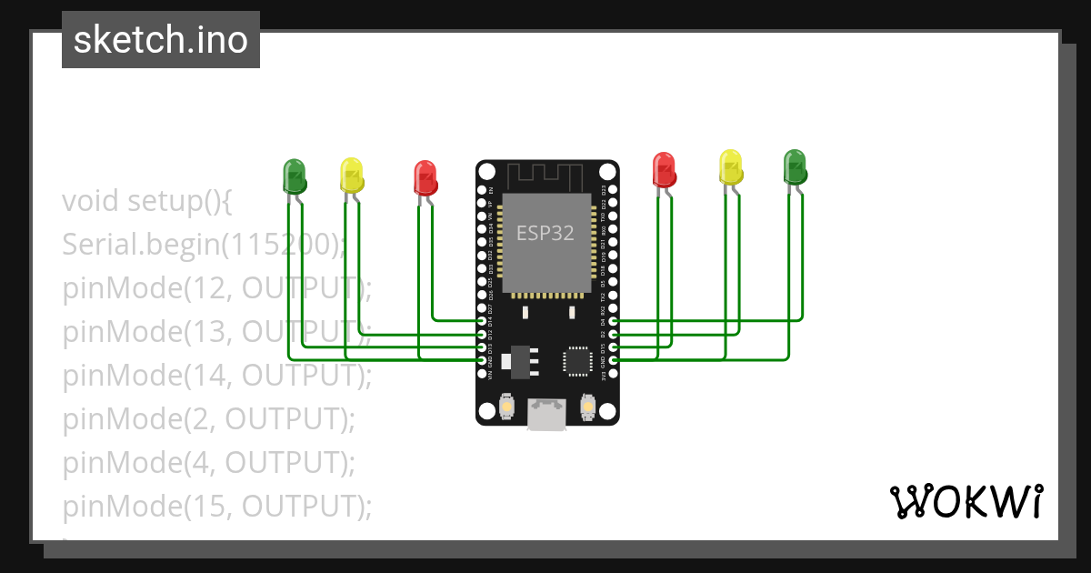 Traffic Light Wokwi Esp32 Stm32 Arduino Simulator 0905