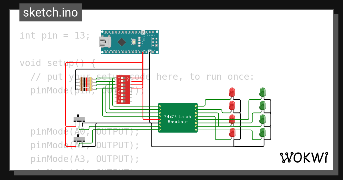 74x75 Latch Wokwi Esp32 Stm32 Arduino Simulator