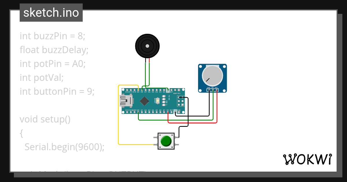 Buzzer/Pot Test - Wokwi ESP32, STM32, Arduino Simulator